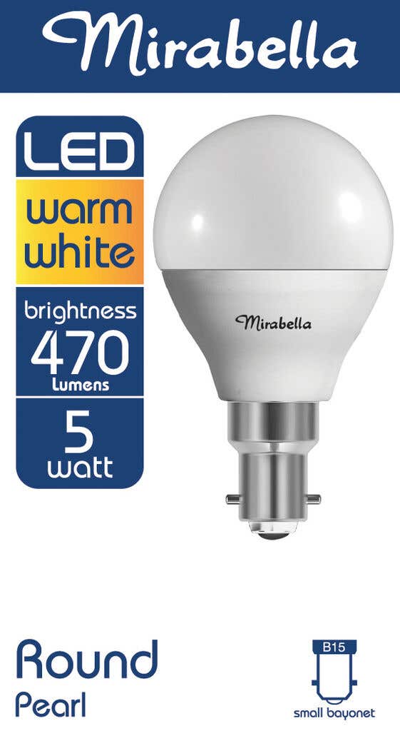 Mirabella LED Fancy Round Globe 5.5W SBC Warm White | Home Hardware